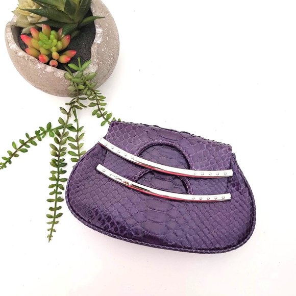 Hayward | Bags | Hayward Purple Genuine Python Flap Front Clutch | Poshmark